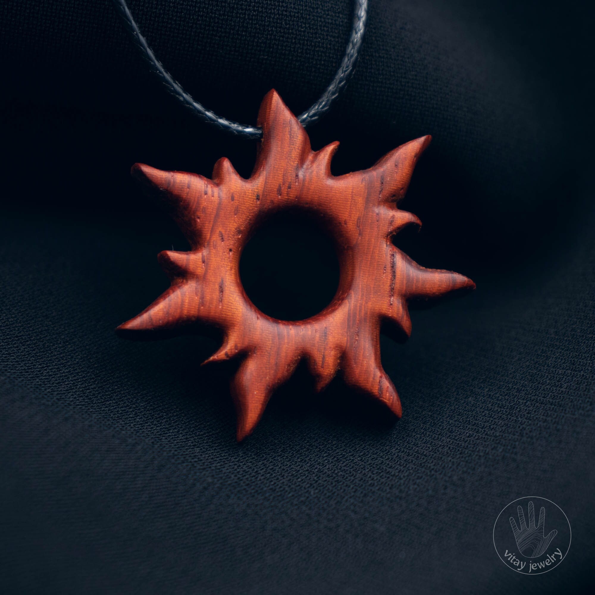 Sun Pendant, Wood Jewelry, Sun Necklace, Wooden Sun, Padauk Wood ...
