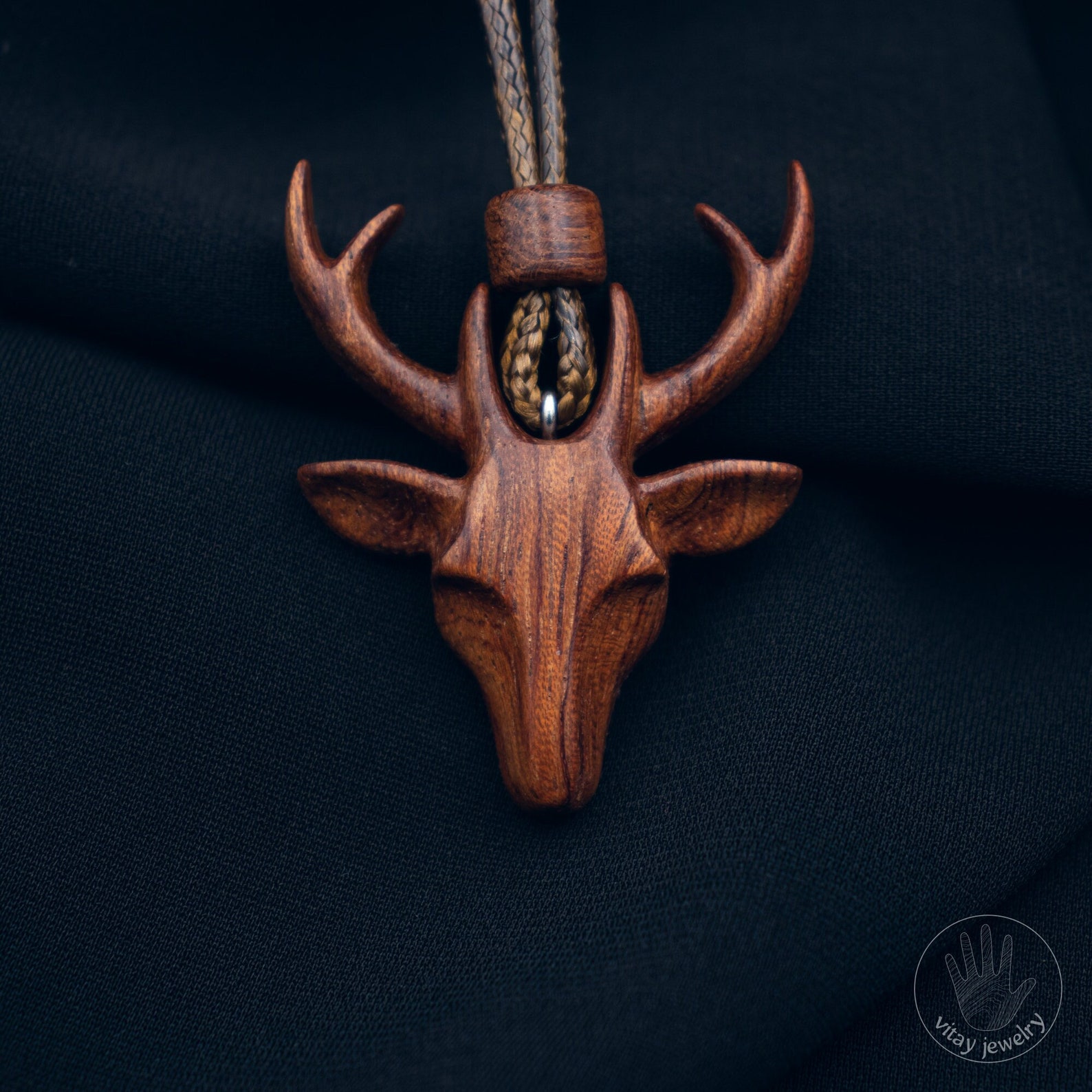 Deer Wooden Pendant, Animal Necklace, Elk Jewelry, Hunter Gift, Deer ...