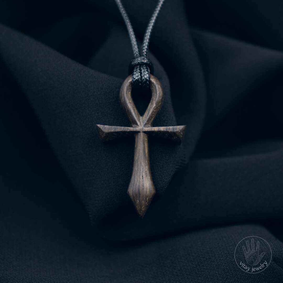 Ankh Wooden Pendant Ankh Necklace Handcrafted Pendant Bog Oak Wood