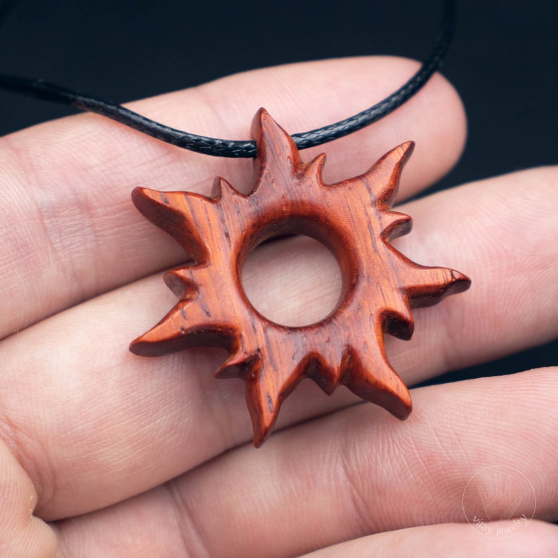 Sun Pendant, Wood Jewelry, Sun Necklace, Wooden Sun, Padauk Wood ...