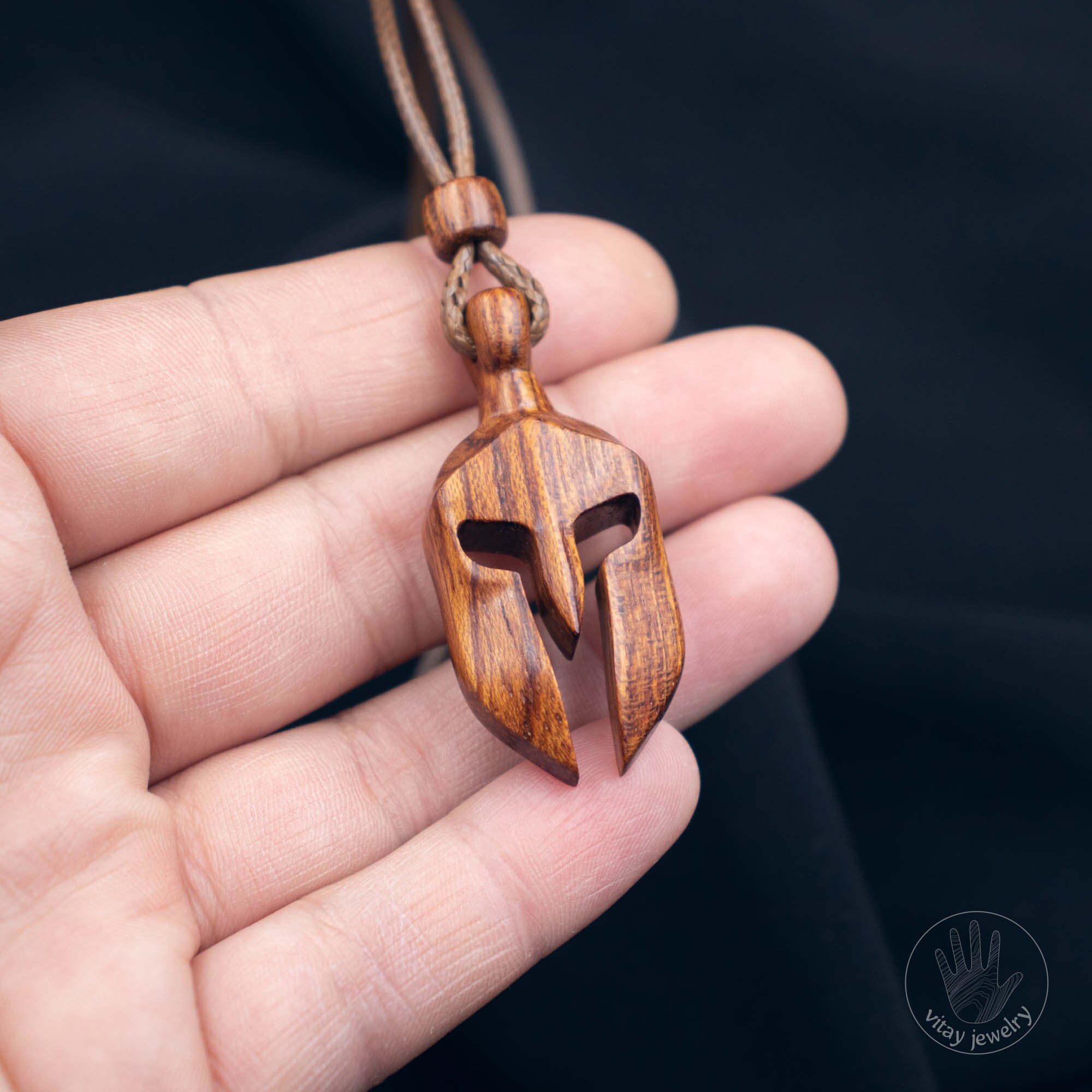 Wood Jewelry, Spartan Helmet Necklace, Spartan Warrior Pendant, Wooden ...