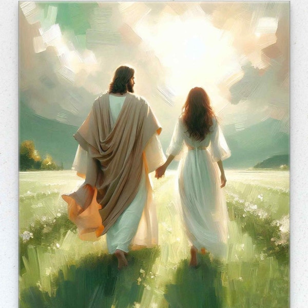 Jesus Walking With a Girl Walk With Jesus Jesus Wall - Etsy