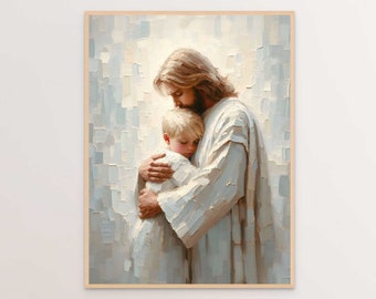Jesus Hugging Boy, Christian Painting, Jesus With Children Art, Jesus ...