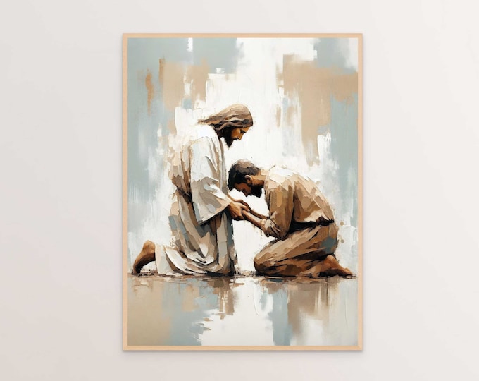 Foundation of Faith, Christian Art, Jesus Supporting Man, Jesus Wall ...