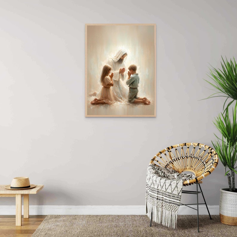 Safe With Him, Christian Art, Jesus With Kids, Jesus Children Prayer ...