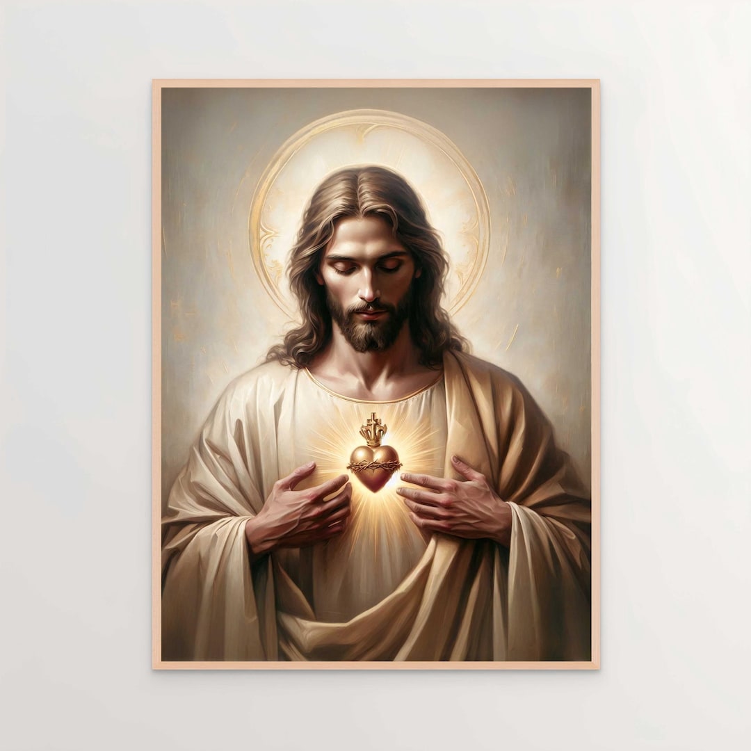Sacred Heart of Jesus, Christian Painting, Jesus Wall Art, Jesus ...