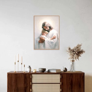 Jesus Hugging Boy Watercolor, Christian Painting, Jesus With Children ...