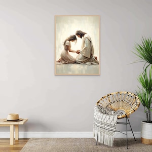 Jesus Comforting Woman, Christian Art, Jesus and Girl, Jesus Painting ...