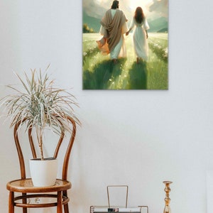 Walk With Me Jesus | Christian Wall Art | Jesus Walking With Woman | Jesus and Girl Art | Bible ...
