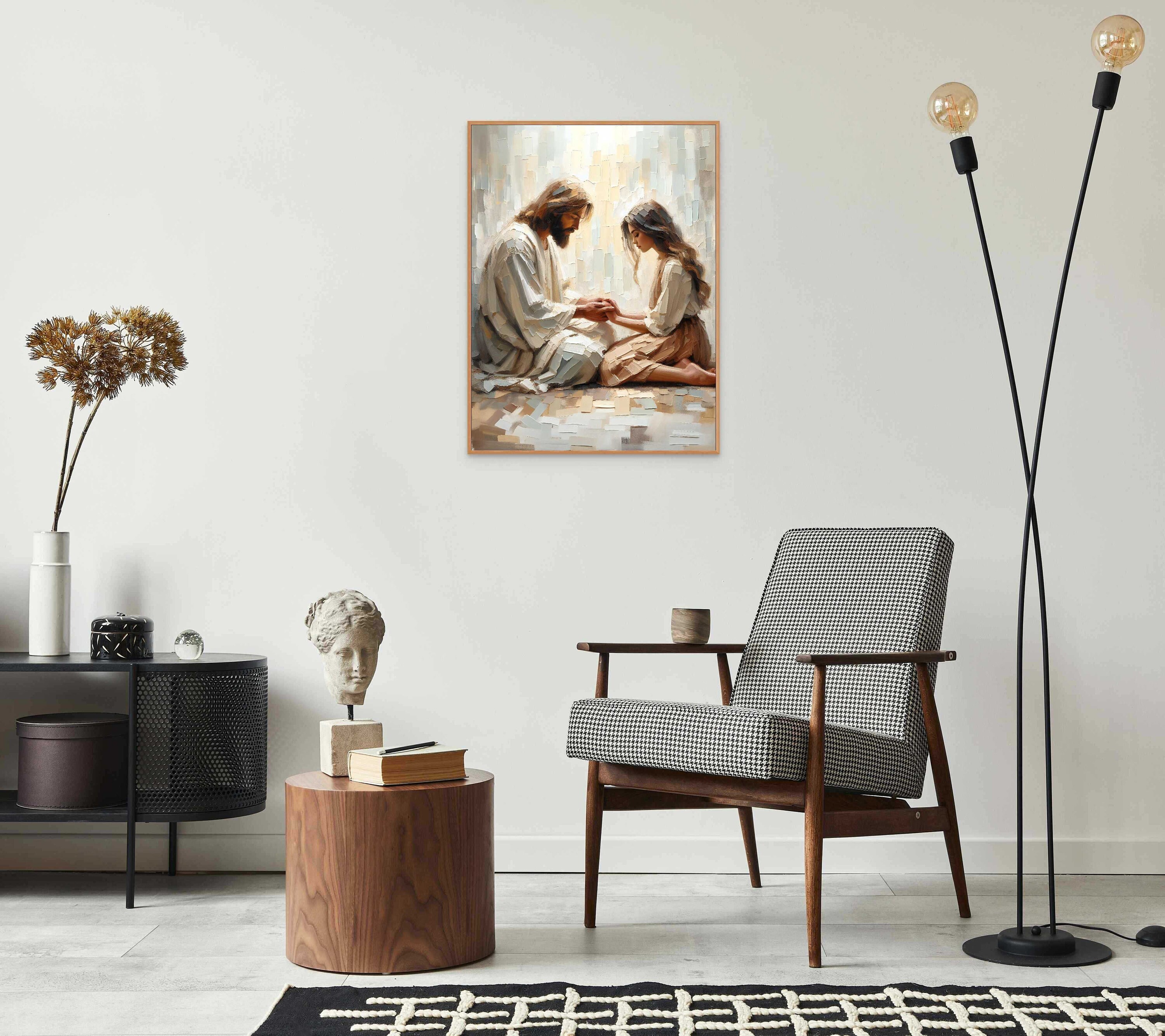 Comfort in Him, Modern Christian Art, Jesus and Her, Jesus Portrait ...