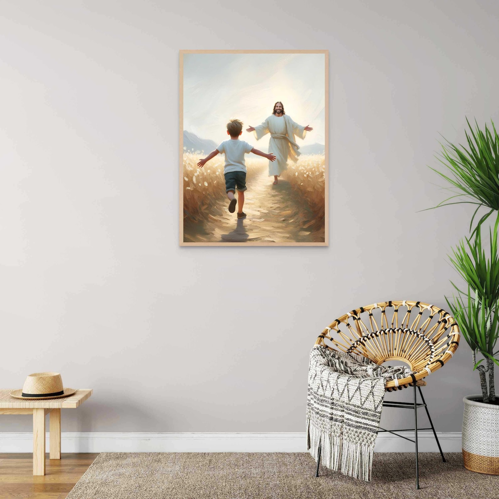 Embracing Faith, Christian Art, Jesus and Boy, Jesus Christ Painting ...