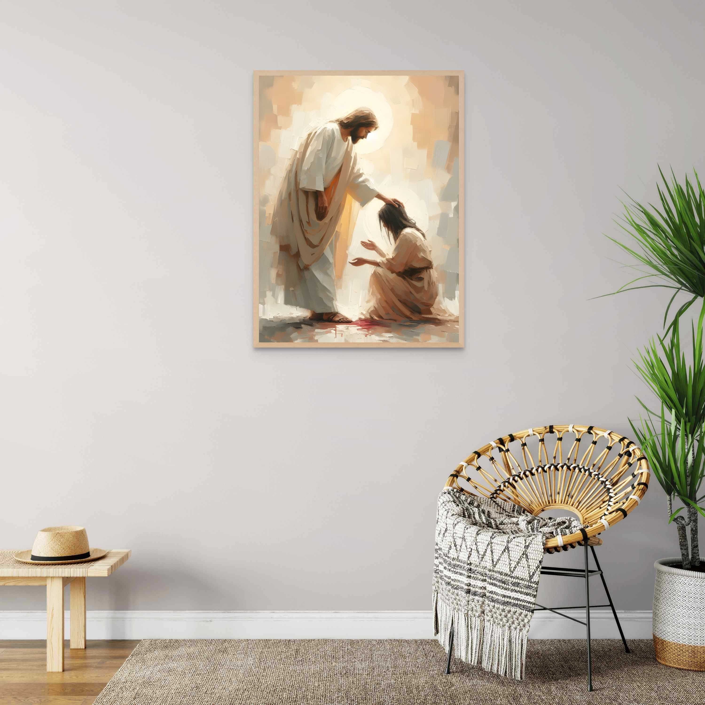 Jesus Heals the Bleeding Woman, Christian Painting, Jesus Heals a Woman ...