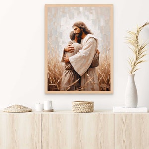 Embrace Him, Christian Art, Jesus Hugging Man, Jesus Wall Art, LDS Art ...
