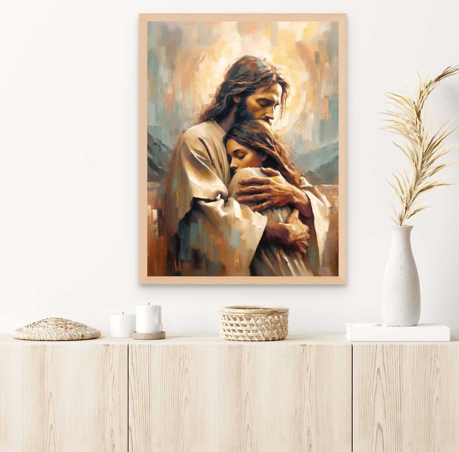 Safe Haven, Digital Christian Art, Jesus Hugging Woman Art, Jesus and ...