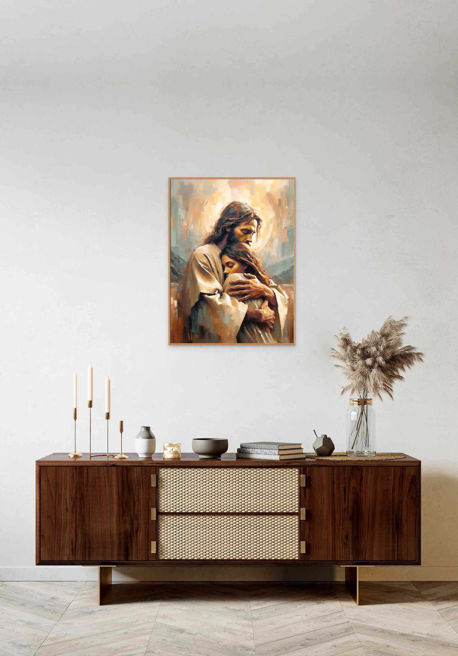 Safe Haven, Digital Christian Art, Jesus Hugging Woman Art, Jesus and ...