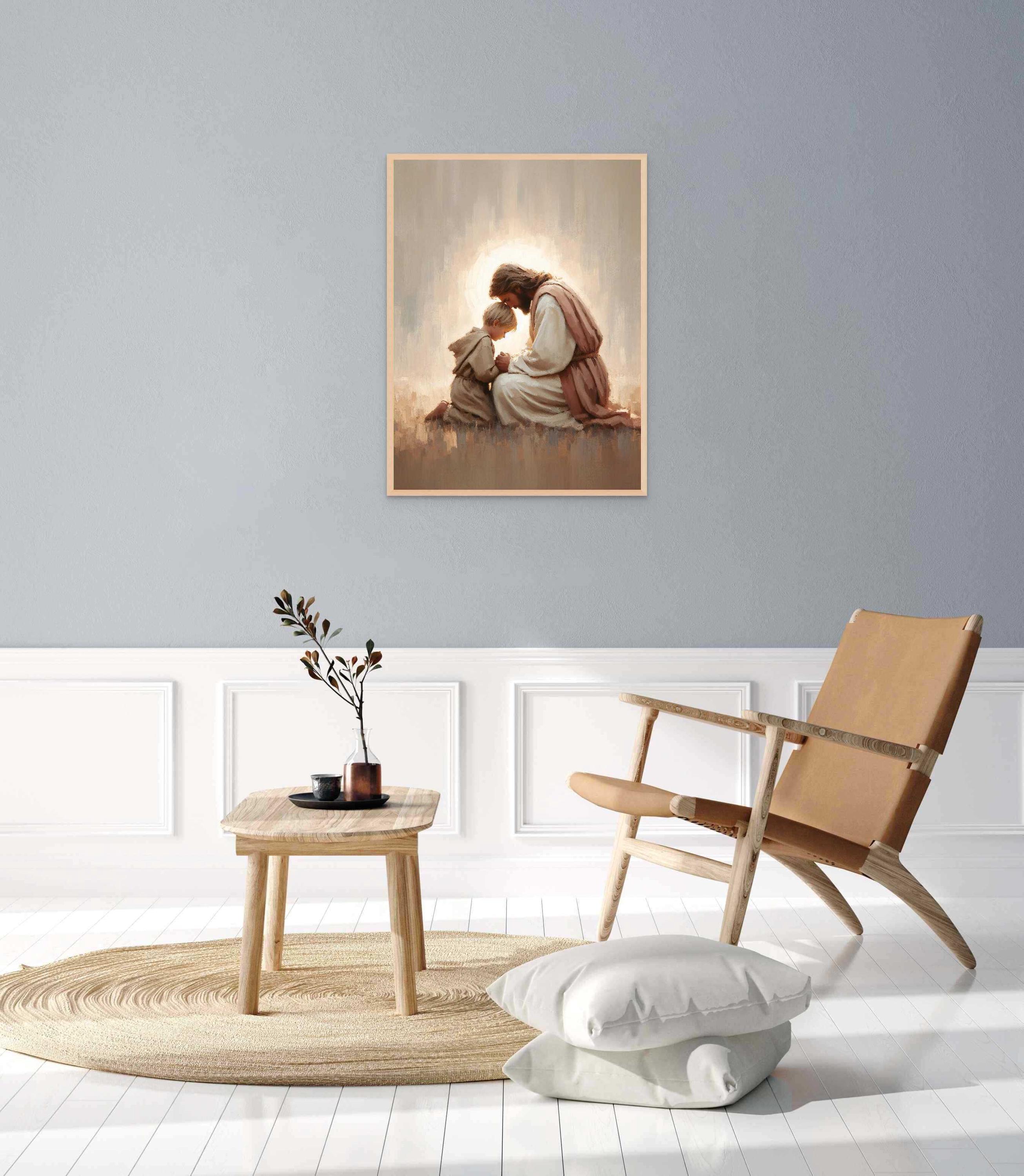 Sacred Bond, Christian Wall Art, Jesus and Boy Praying, Picture of ...