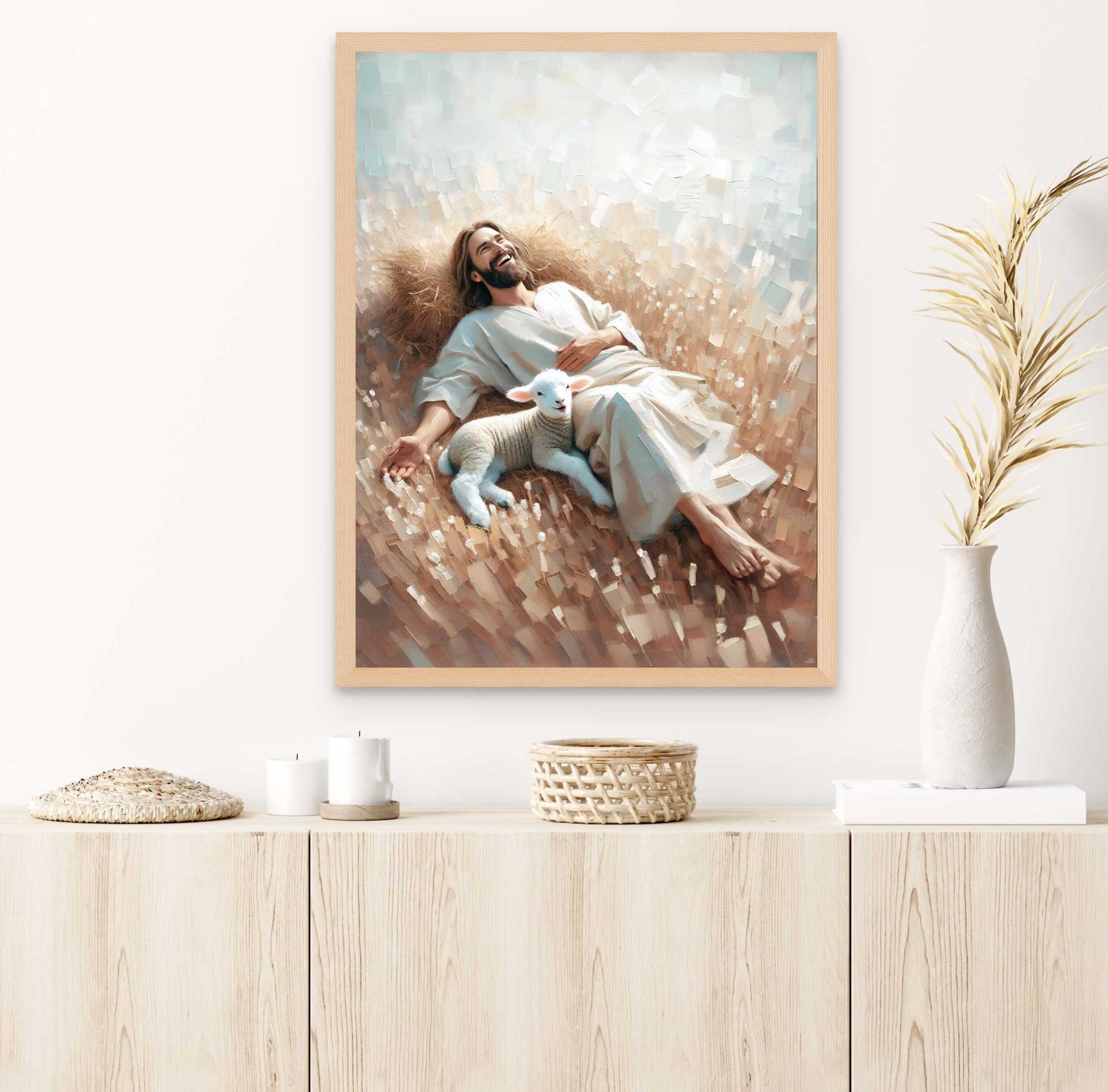 Sunday Rest, Digital Christian Art, Jesus Christ With Lamb, Jesus ...