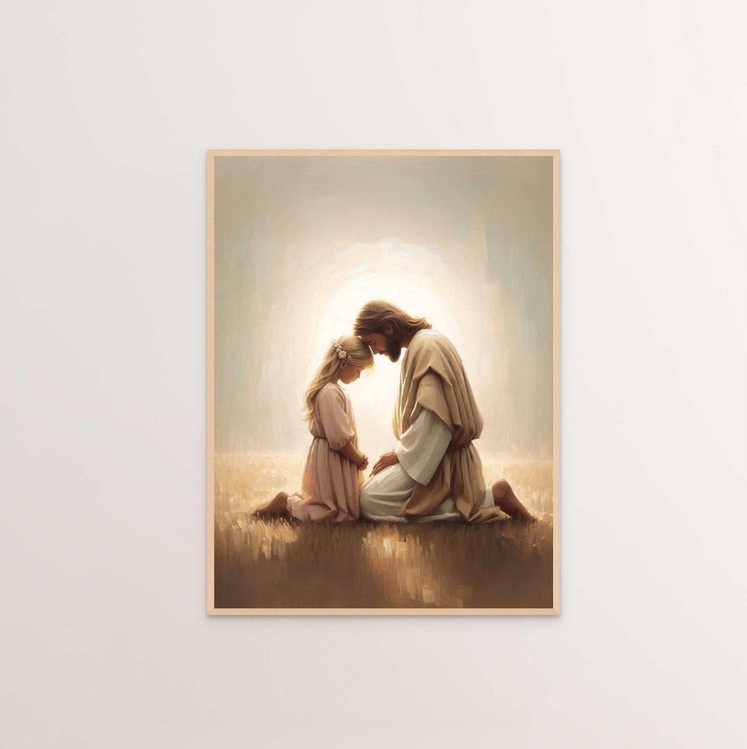 Savior and Girl, Modern Christian Art, Jesus and Girl, Jesus Wall Art ...