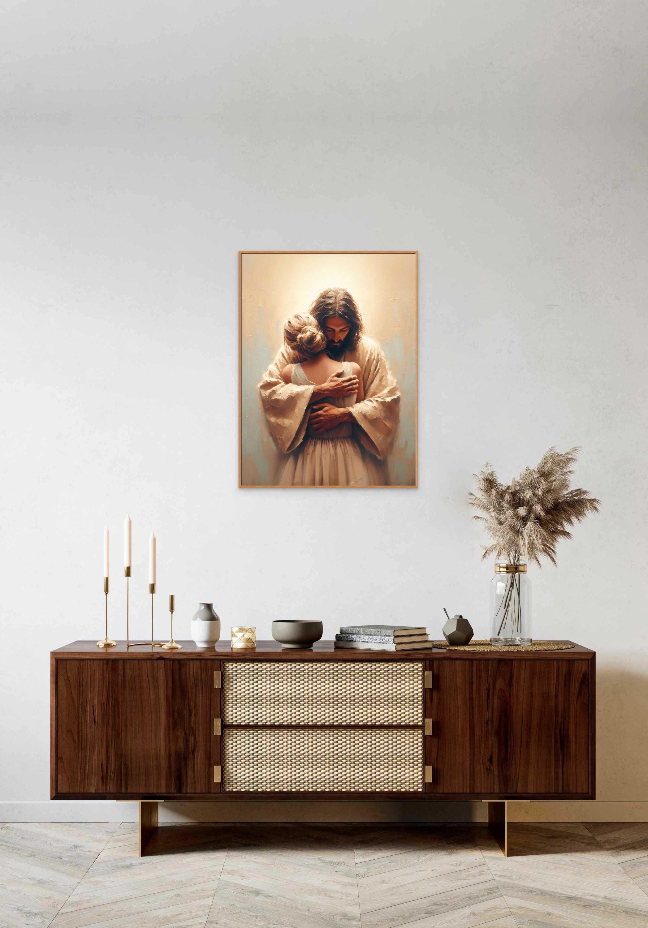 Jesus Knows Your Pain, Christian Art, Jesus Hugging Woman, Jesus Prints ...