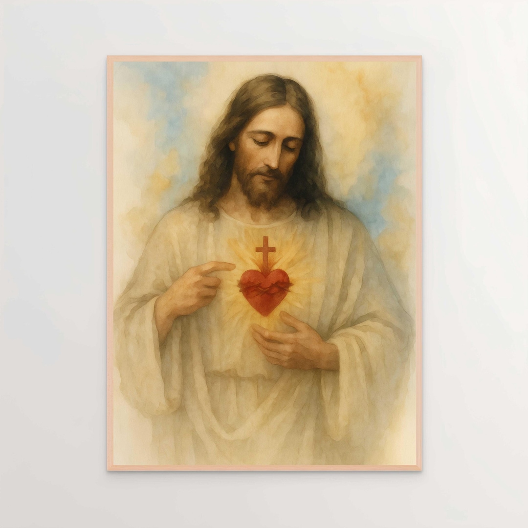 Sacred Heart of Jesus, Modern Christian Art, Picture of Jesus ...