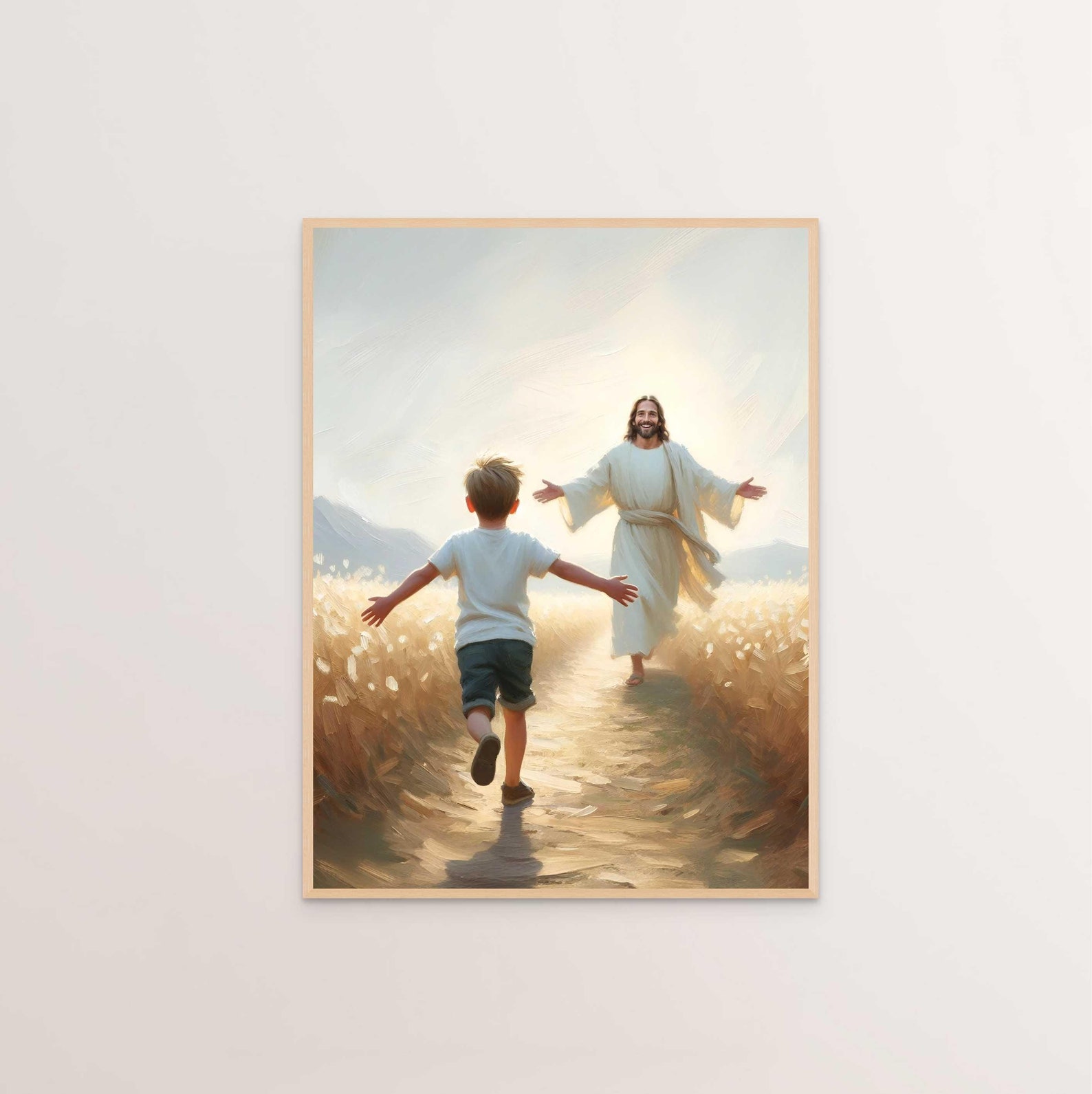 Embracing Faith, Christian Art, Jesus and Boy, Jesus Christ Painting ...