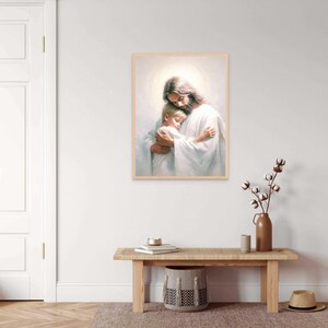 Jesus Hugging Boy Watercolor, Christian Painting, Jesus With Children ...