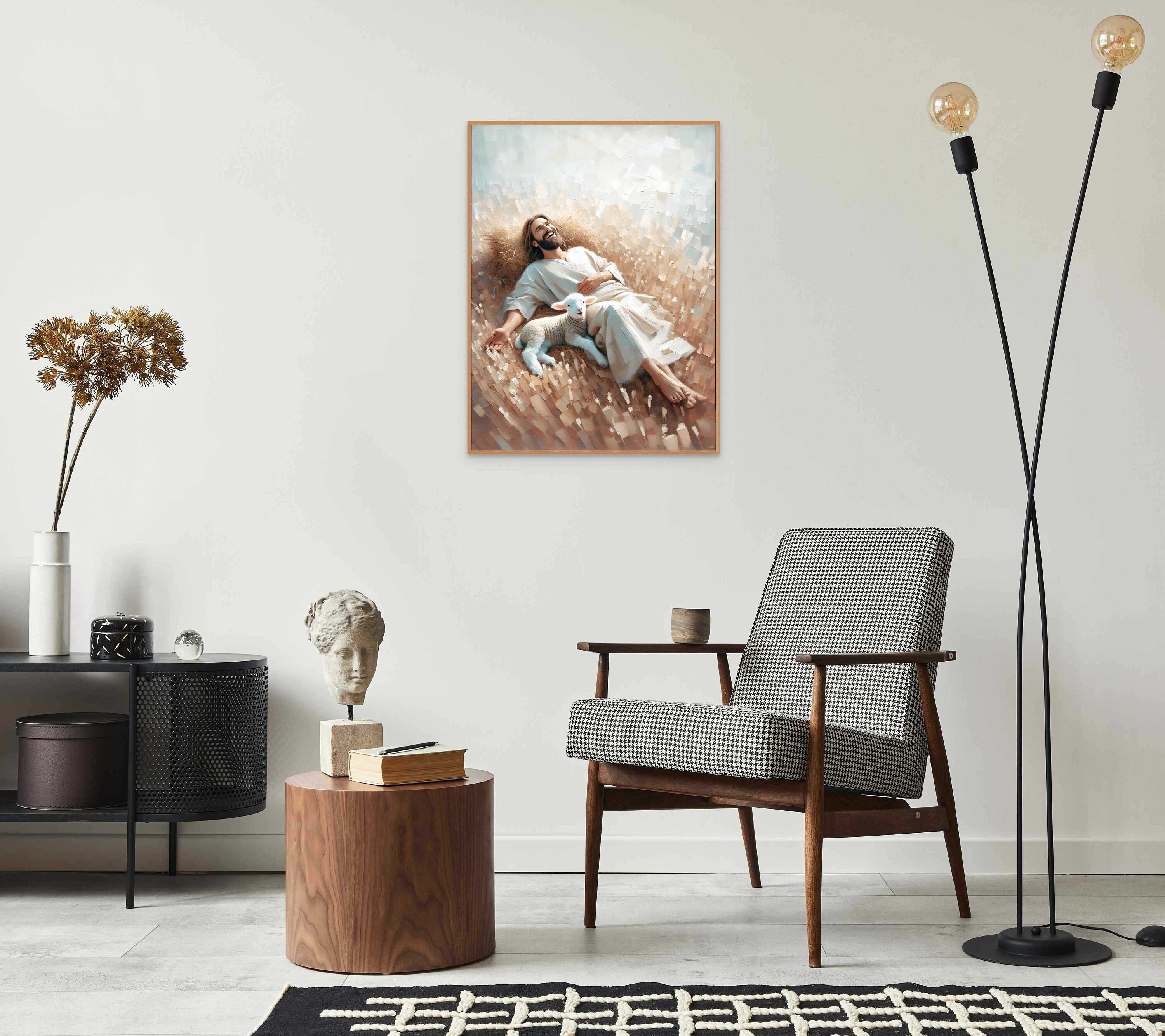 Sunday Rest, Digital Christian Art, Jesus Christ With Lamb, Jesus ...