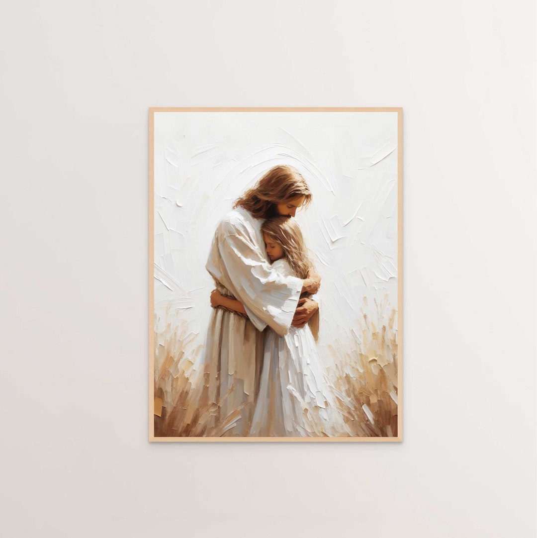Jesus Hugging Little Girl, Christian Painting, Jesus With Girl, Jesus ...