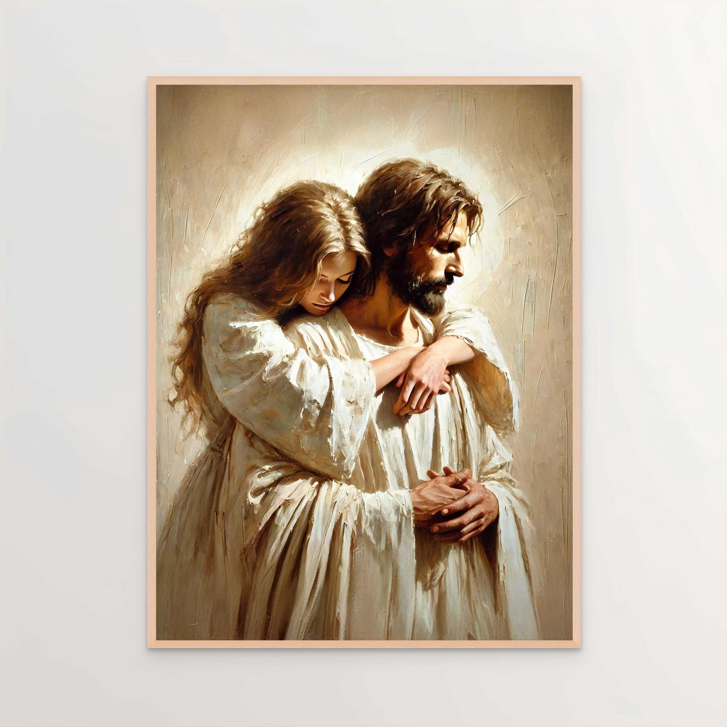 Your Savior, Christian Wall Art, Jesus Hugging Girl, Picture of Christ ...