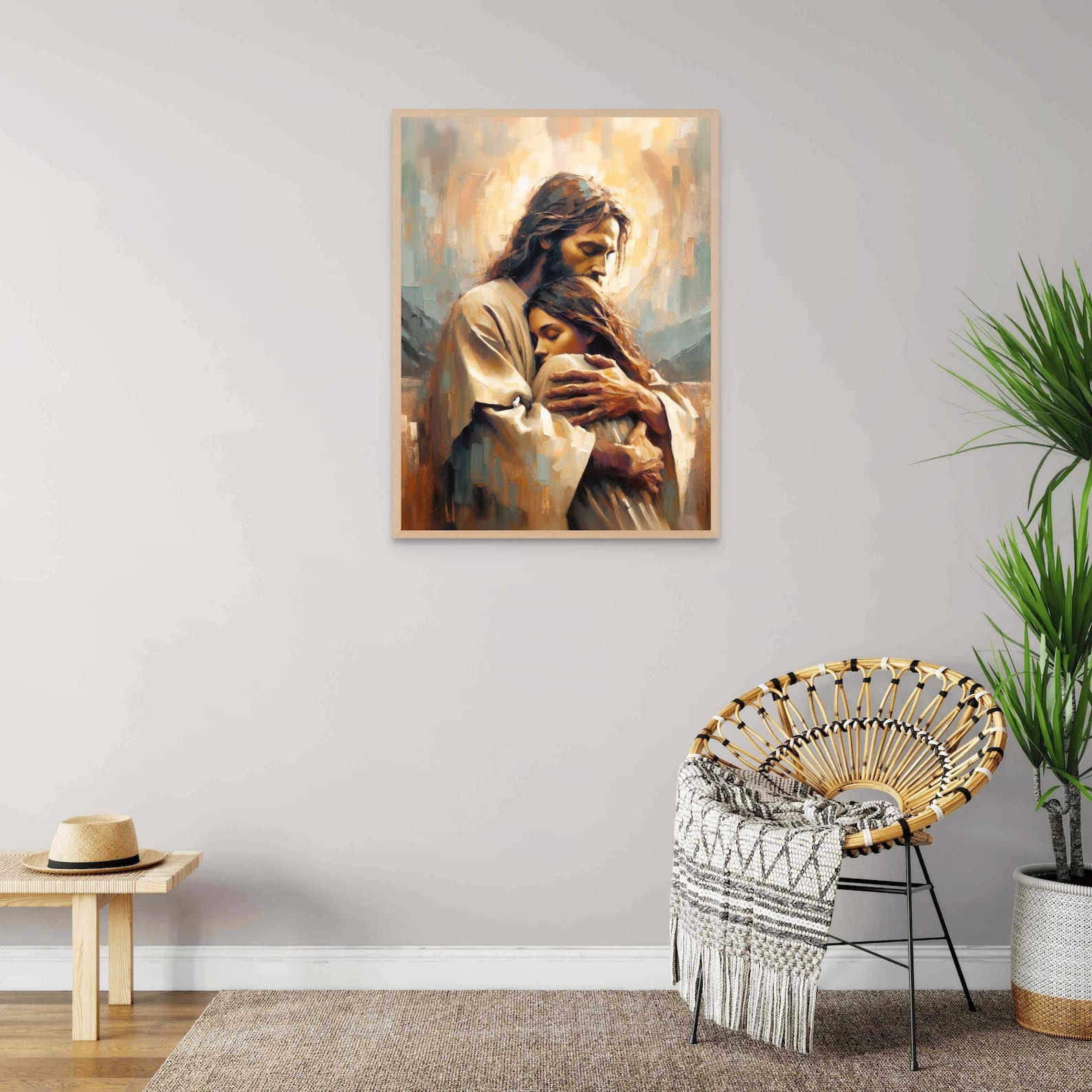Safe Haven, Digital Christian Art, Jesus Hugging Woman Art, Jesus and ...