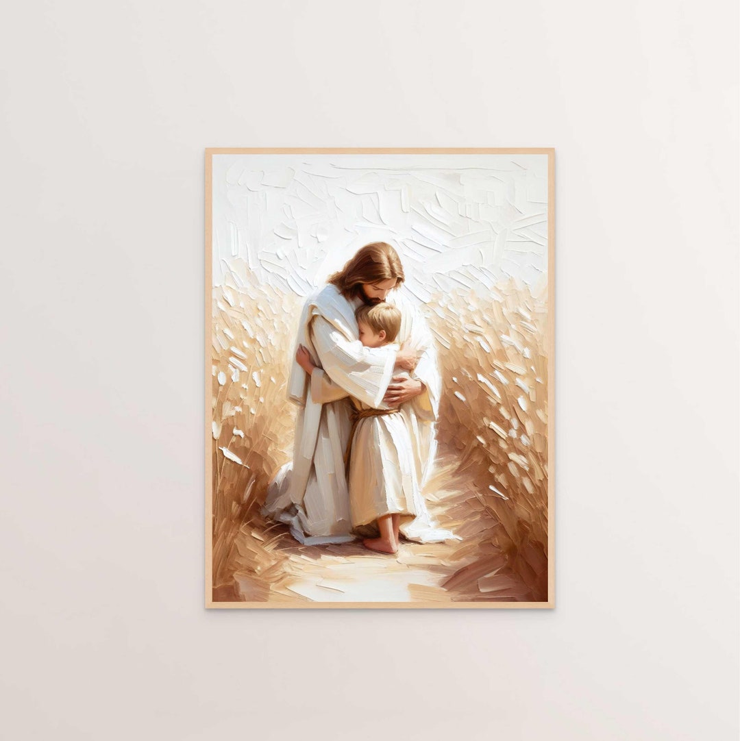 A Guiding Saviour, Christian Art, Jesus Hugging Boy, Picture of Jesus ...