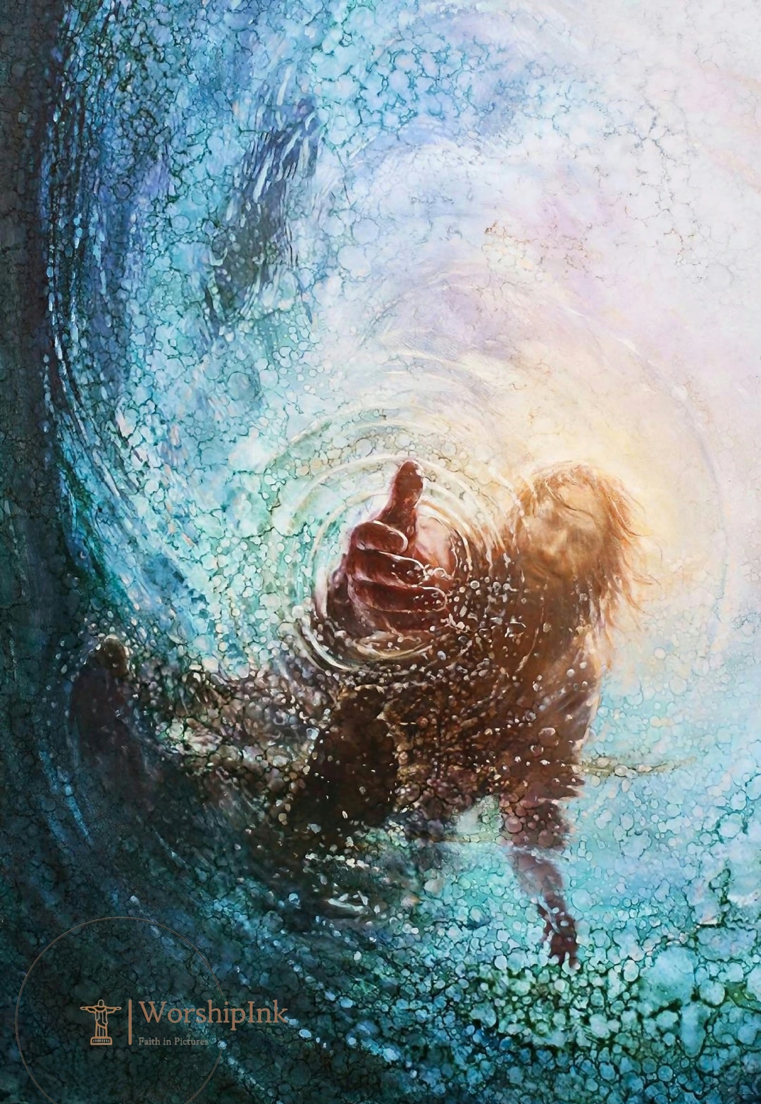 Hand of God, Christian Art, Jesus Painting, Jesus Rescuing Peter in the ...