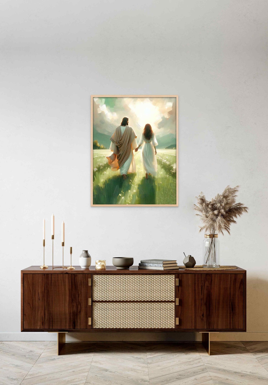 Walk With Me Jesus Christian Wall Art Jesus Walking With Woman Jesus and Girl Art Bible Art ...
