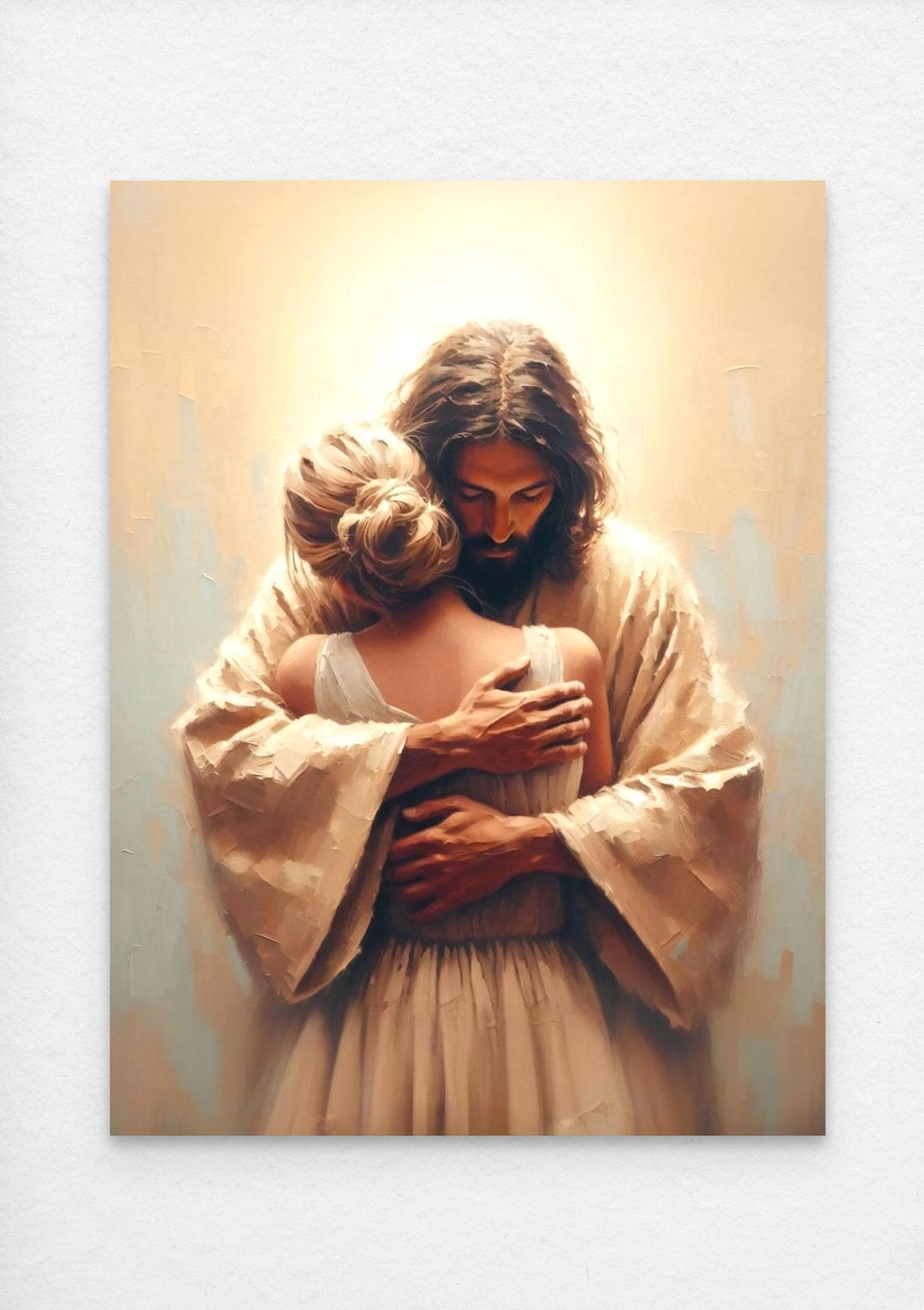 Jesus Knows Your Pain, Christian Art, Jesus Hugging Woman, Jesus Prints ...