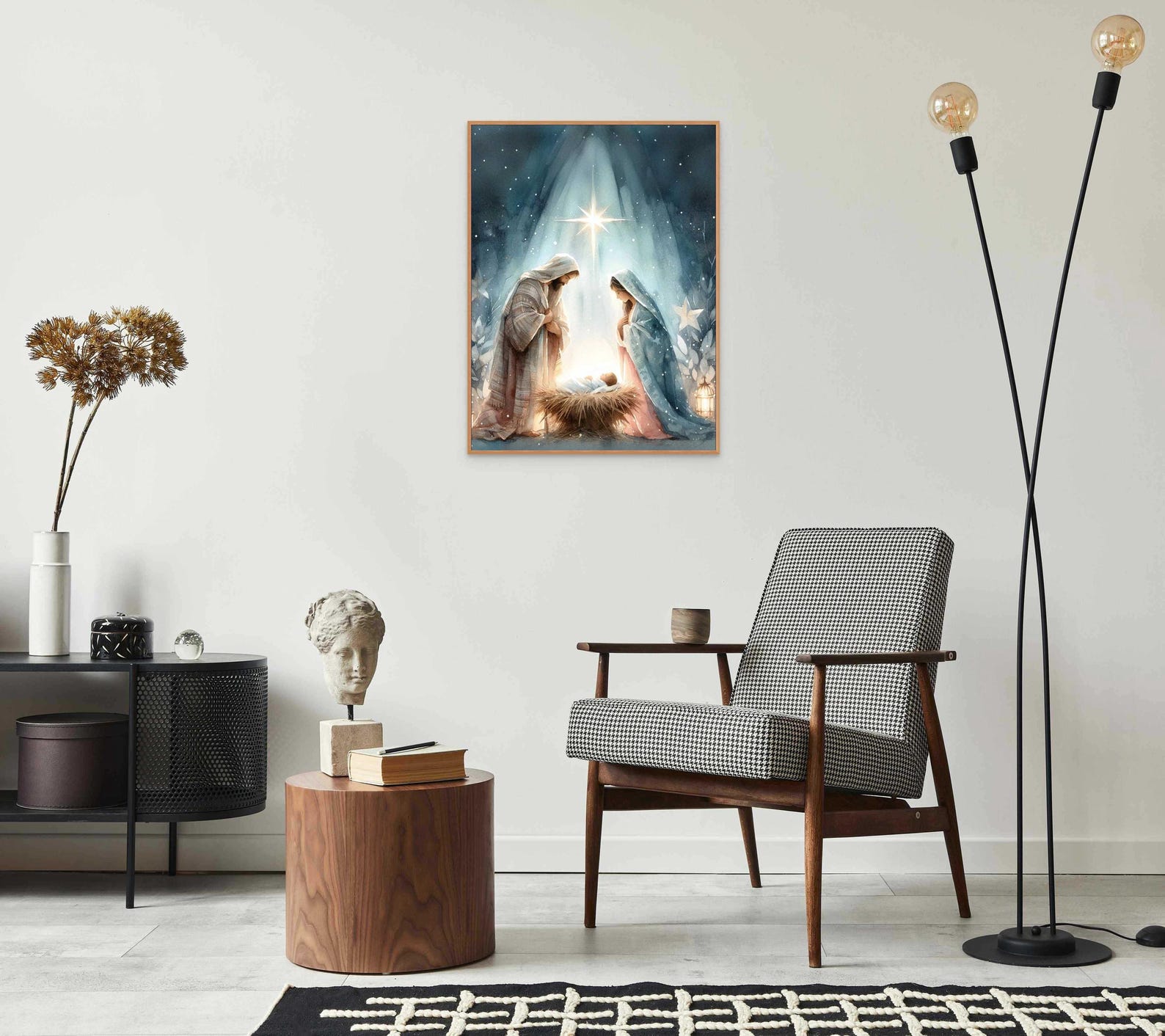 Birth of Jesus Art, Nativity Painting, Star of Bethlehem, Holy Family ...
