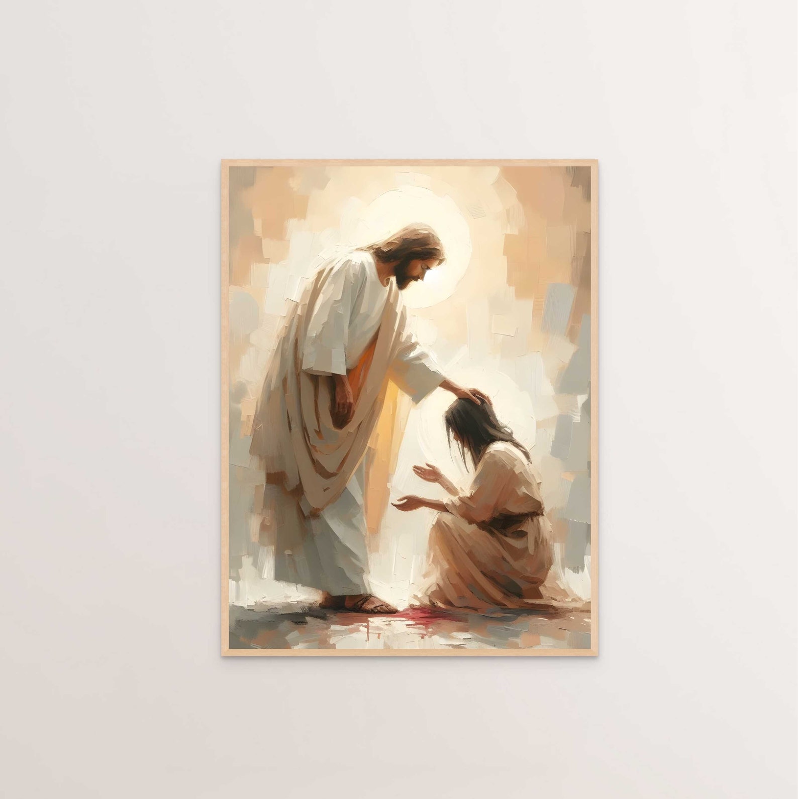 Jesus Heals the Bleeding Woman, Christian Painting, Jesus Heals a Woman ...