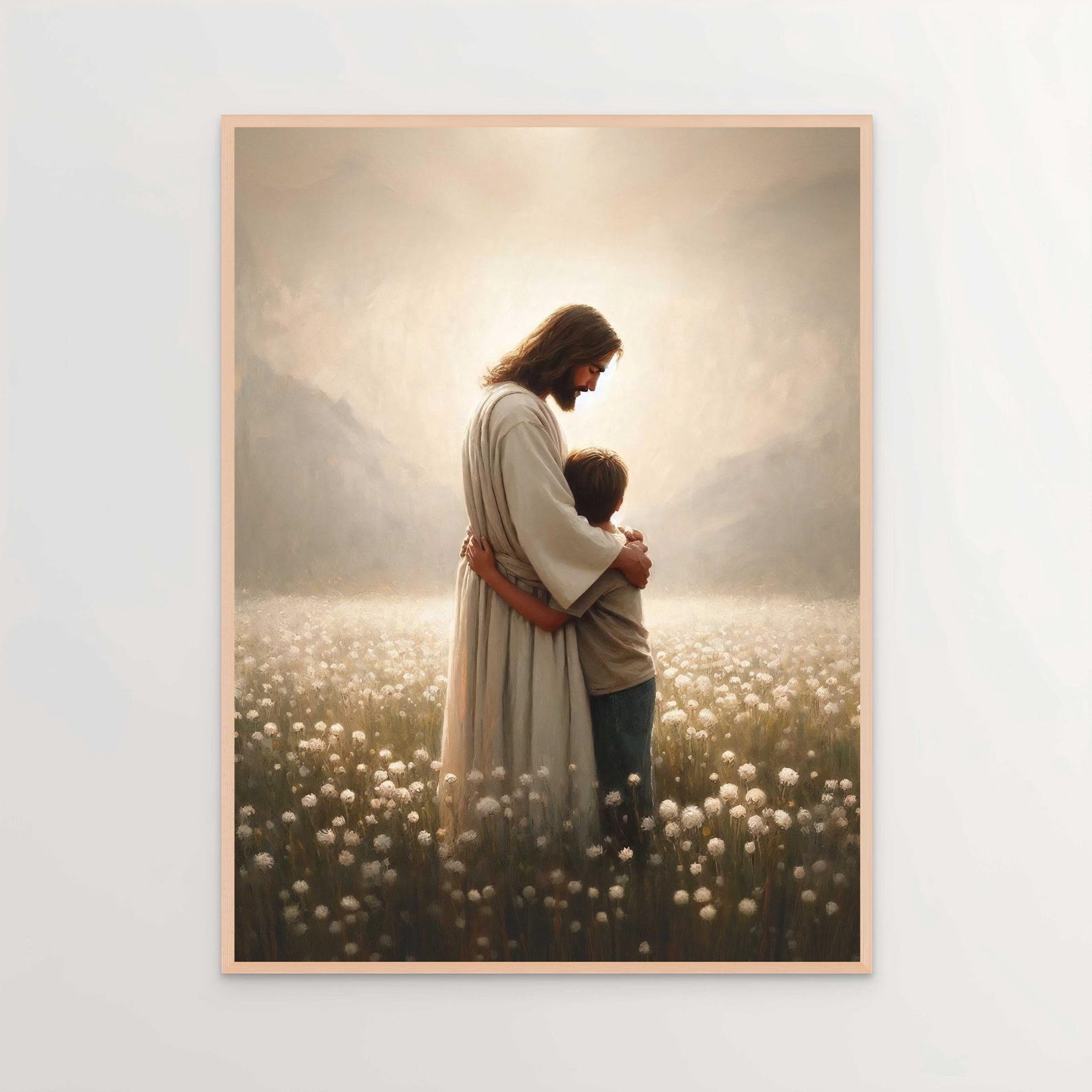 Brunette Hair Series Jesus Hugging Boy, Christian Wall Art, Jesus With ...