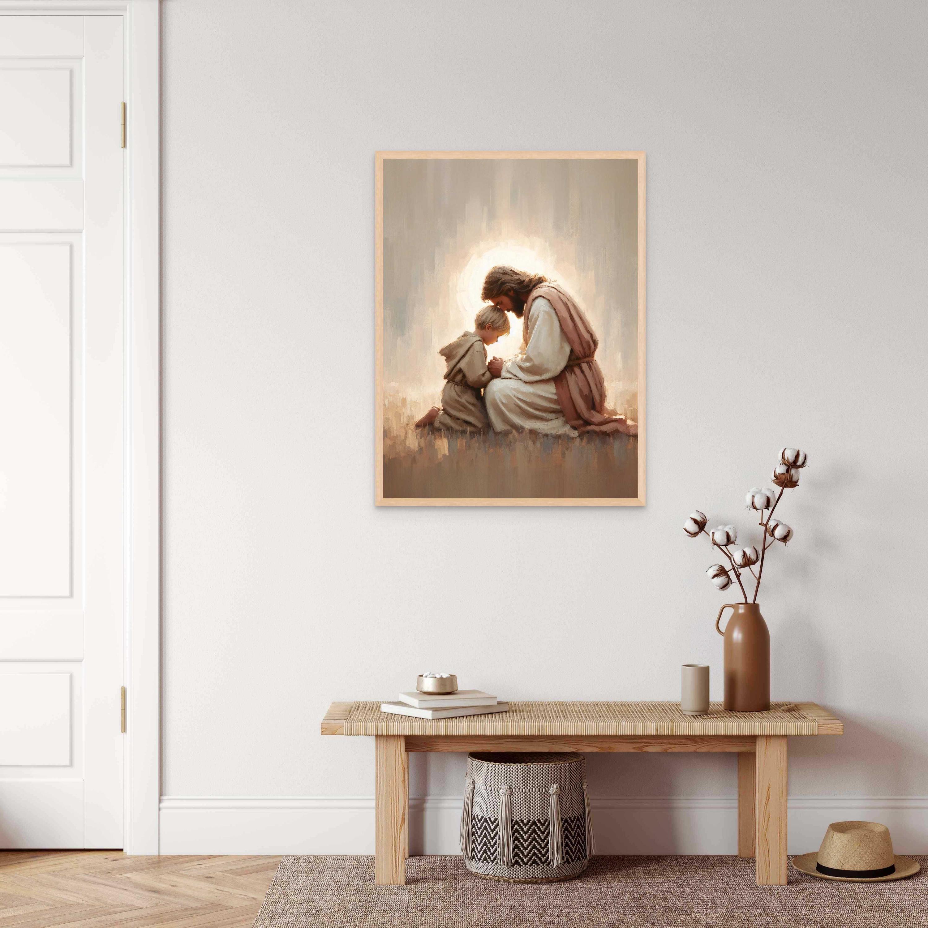 Sacred Bond, Christian Wall Art, Jesus and Boy Praying, Picture of ...