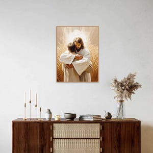 Safe With Him, Christian Art, Jesus Hugging a Man, Jesus Painting, LDS ...