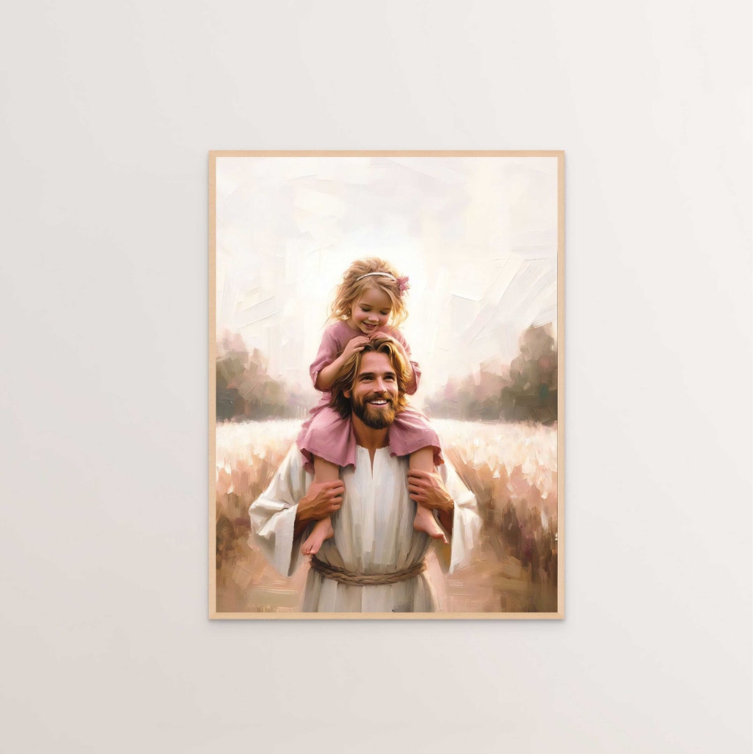 Sunday Walk, Christian Wall Art, Jesus and Girl Art, Digital Jesus ...
