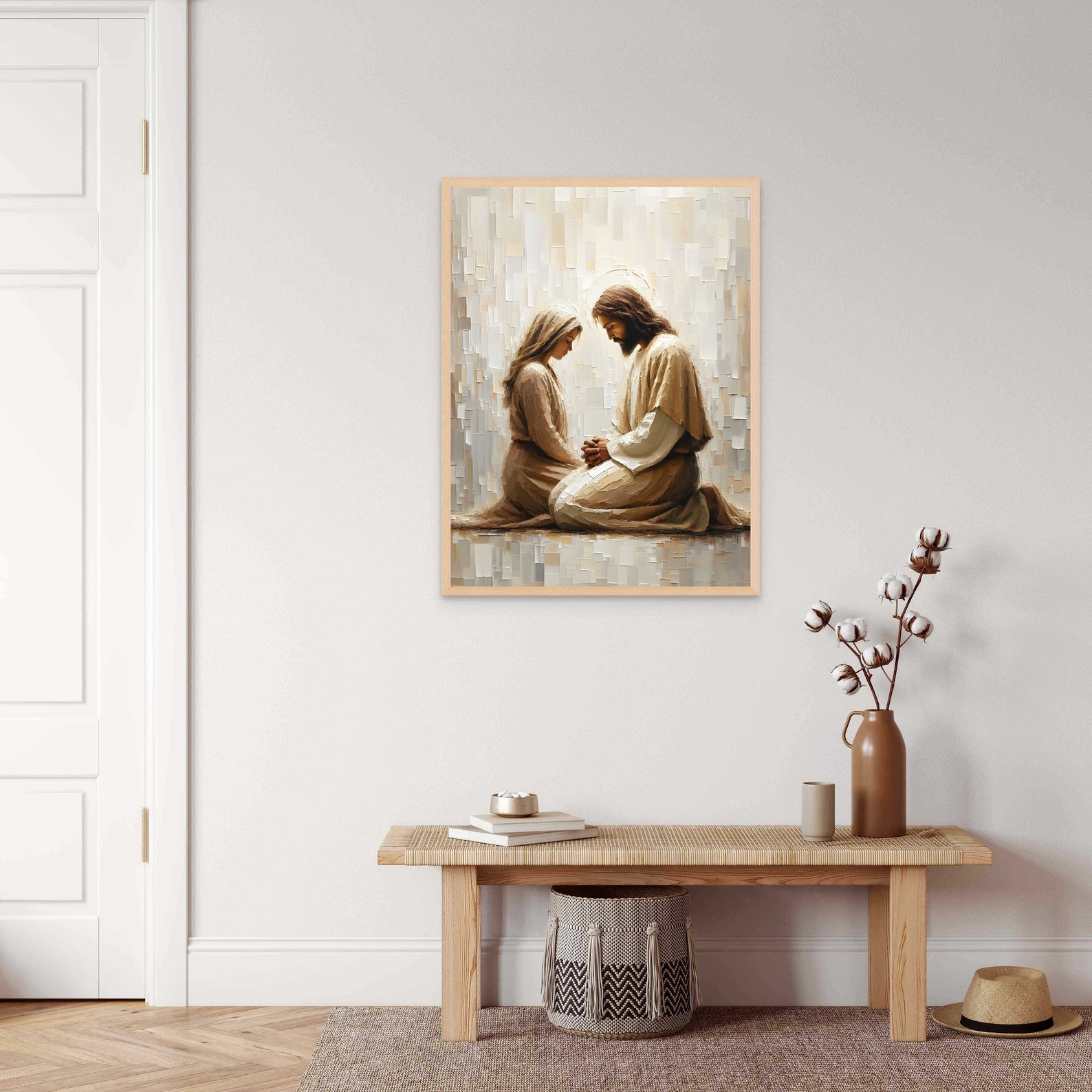 Woman Praying With Jesus, Christian Art, Jesus and Woman Prayer, Jesus ...