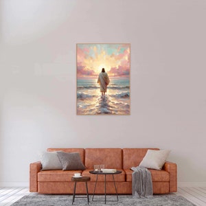 Sunset Walk, Digital Christian Art, Jesus Walking on Water, Jesus ...