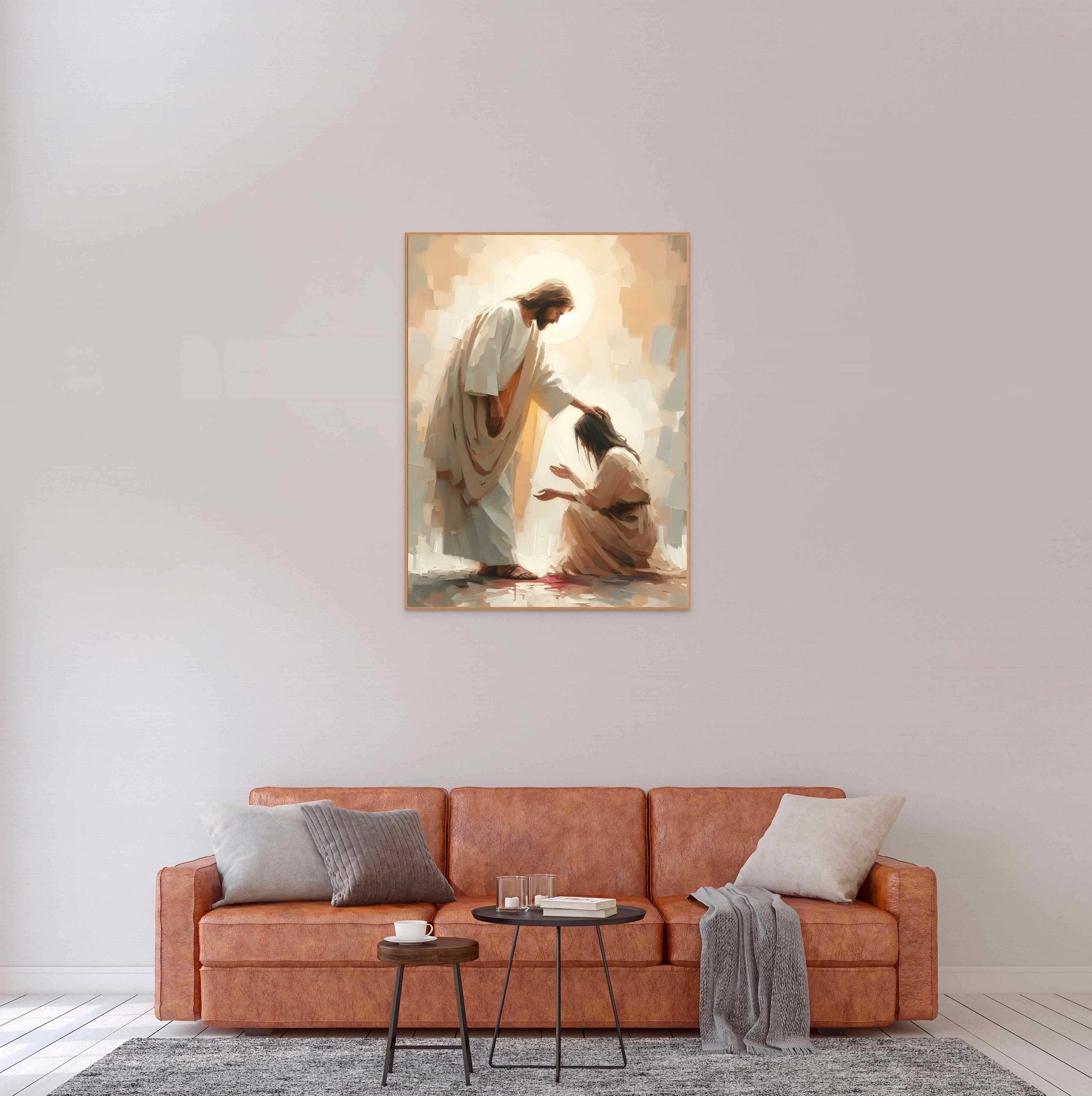 Jesus Heals the Bleeding Woman, Christian Painting, Jesus Heals a Woman ...