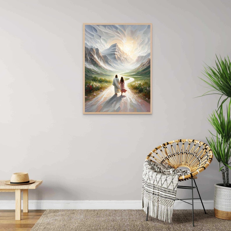 A Test of Faith, Modern Christian Art, Jesus Christ Walking With Woman ...