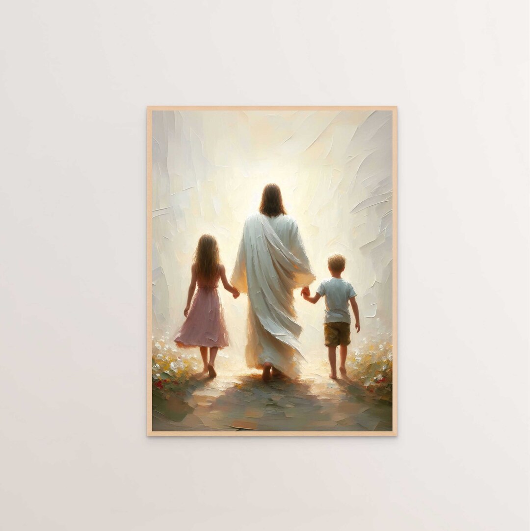 His Lead, Christian Wall Art, Jesus With Children, Jesus Art, Jesus and ...