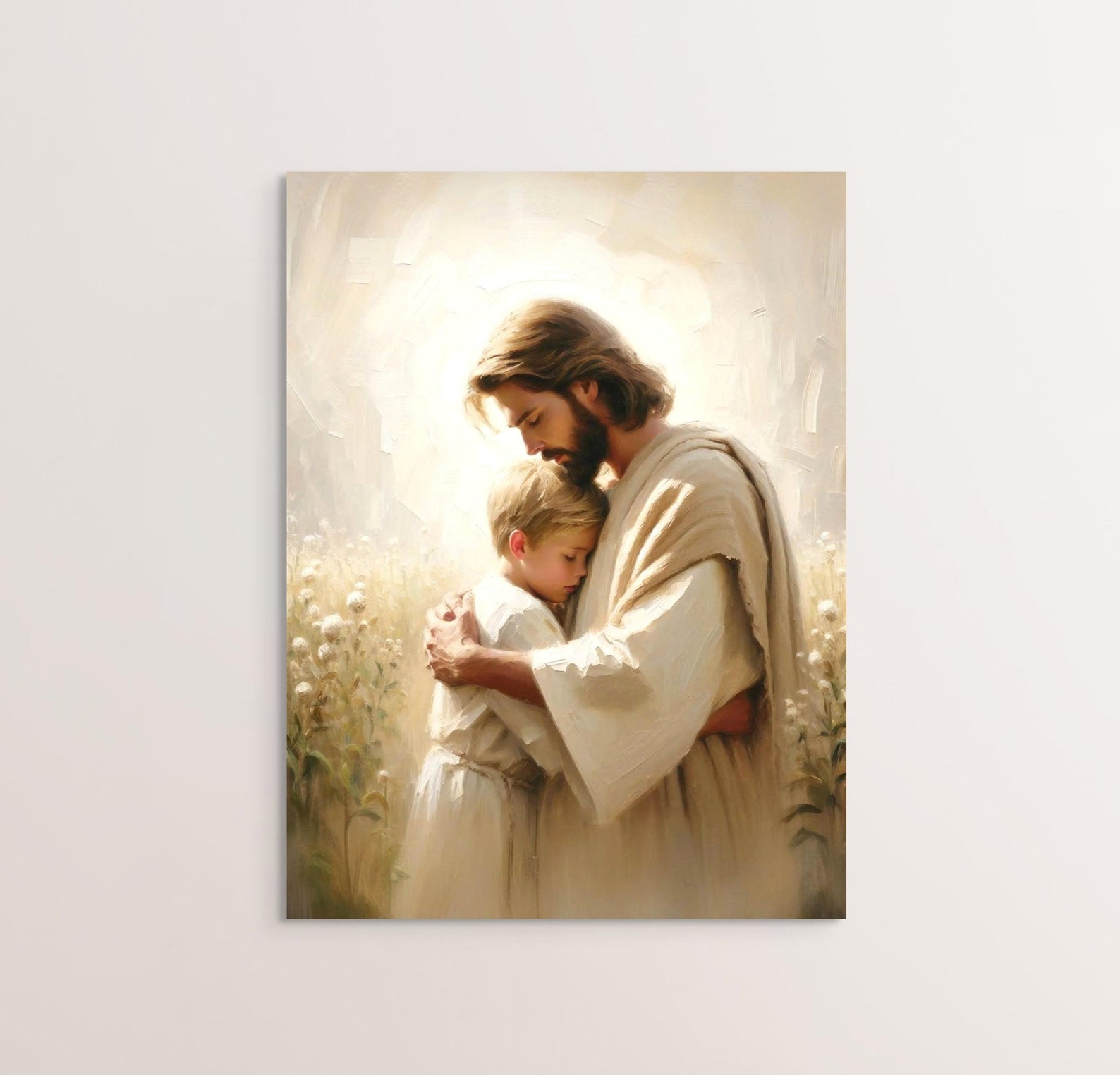 Sacred Love, Christian Wall Art, Jesus Hugging Boy, Jesus Wall Art, LDS ...