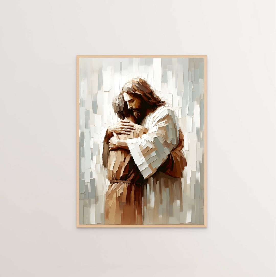 Never-ending Support, Digital Christian Art, Jesus Hugging Man, Jesus ...