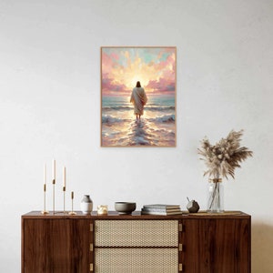 Sunset Walk, Digital Christian Art, Jesus Walking on Water, Jesus ...