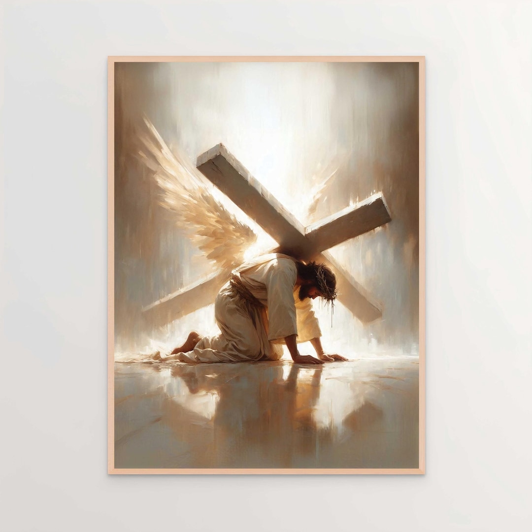 Jesus Falls the First Time, Christian Art, Bible Wall Art, Jesus ...