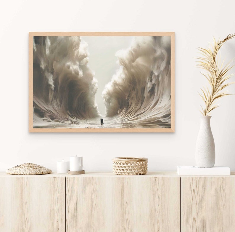 Moses Parting the Red Sea Landscape Painting, Old Testament, Moses Art ...